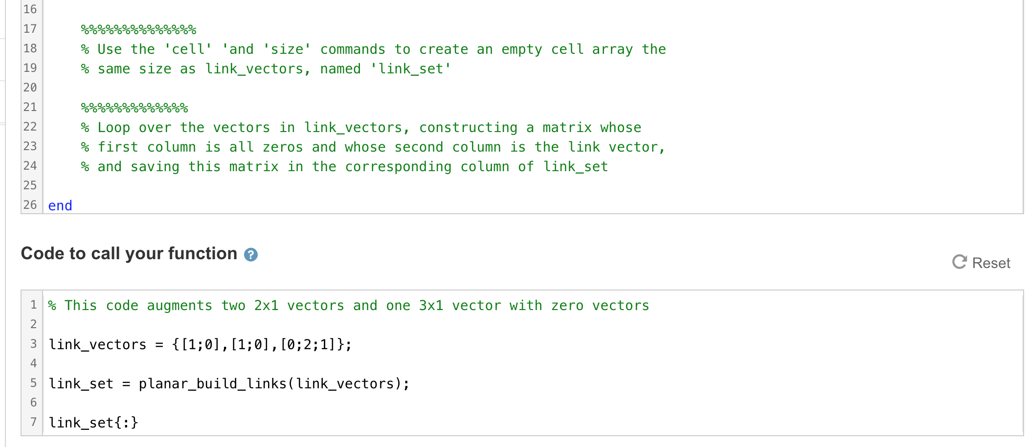 Solved Take in a set of link vectors and augment each vector | Chegg.com