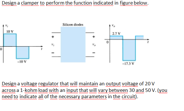 Solved Design a clamper to perform the function indicated in | Chegg.com