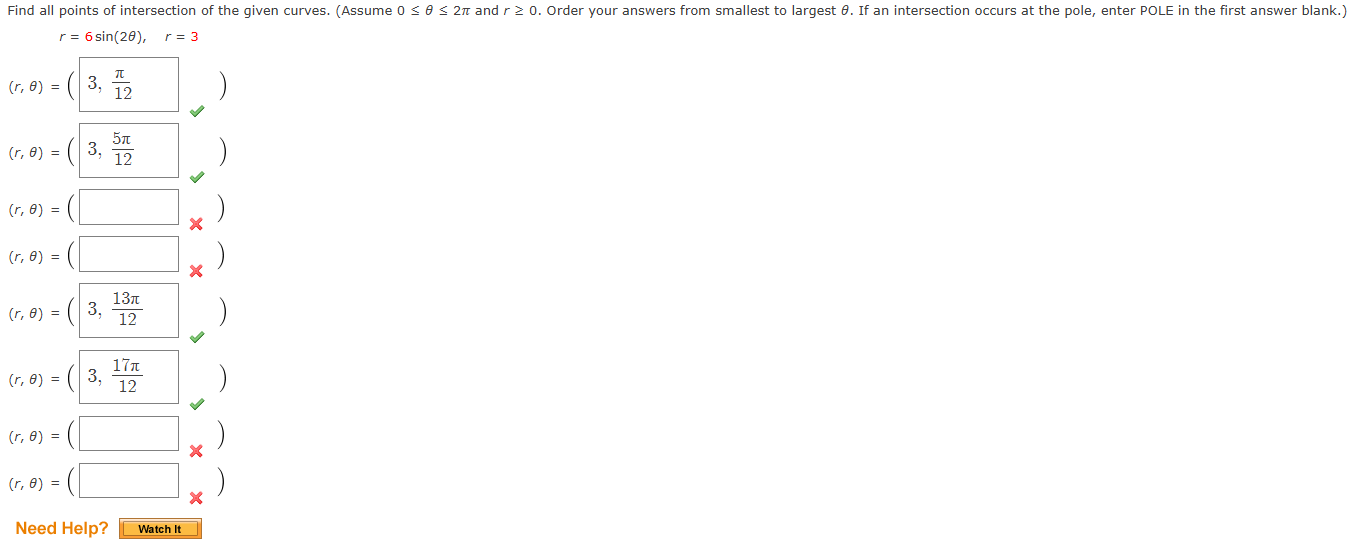Solved 0≤θ≤2πand r≥0. ﻿Order your answers from smallest to | Chegg.com