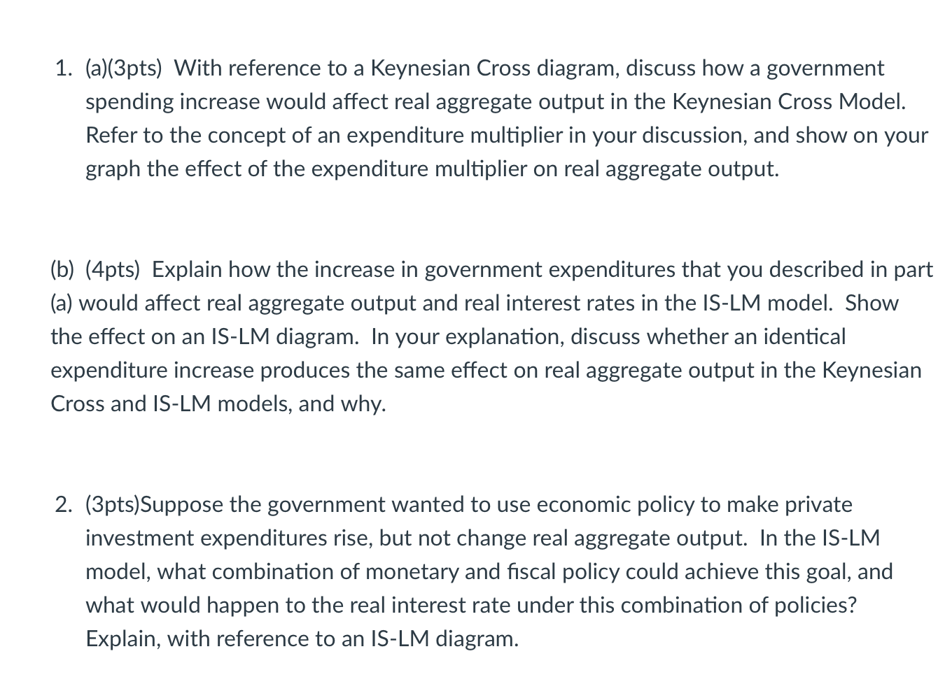 1. (a)(3pts) With reference to a Keynesian Cross | Chegg.com