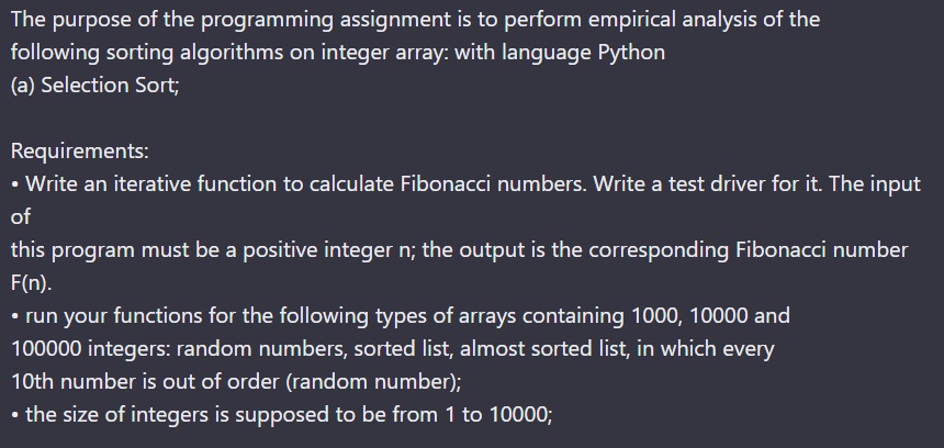 Solved LANGUAGE: Python Include results Include Analysis, | Chegg.com
