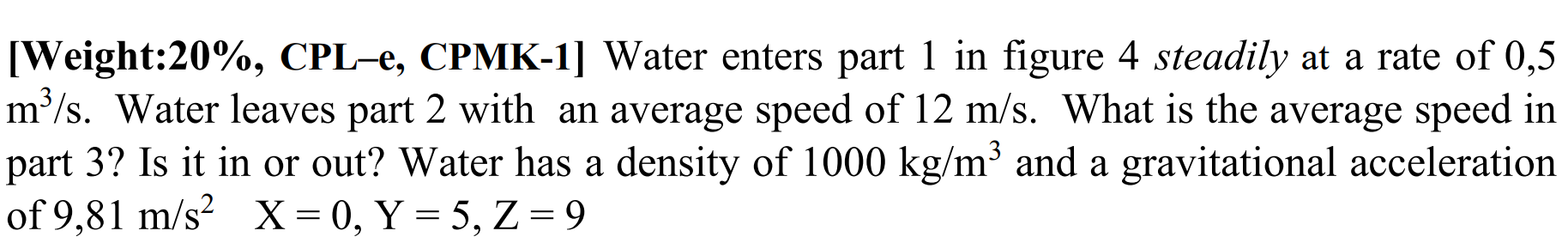 Solved [Weight:20%, CPL-e, CPMK-1] Water enters part 1 in | Chegg.com
