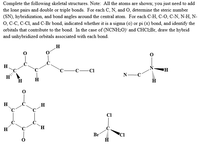 Solved Complete the following skeletal structures. Note: All | Chegg.com