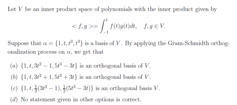 Solved Let V be an inner product space of polynomials with | Chegg.com