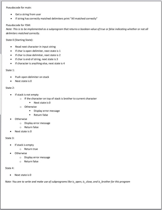 Solved Pseudocode For Main Get A String From User If String 9734