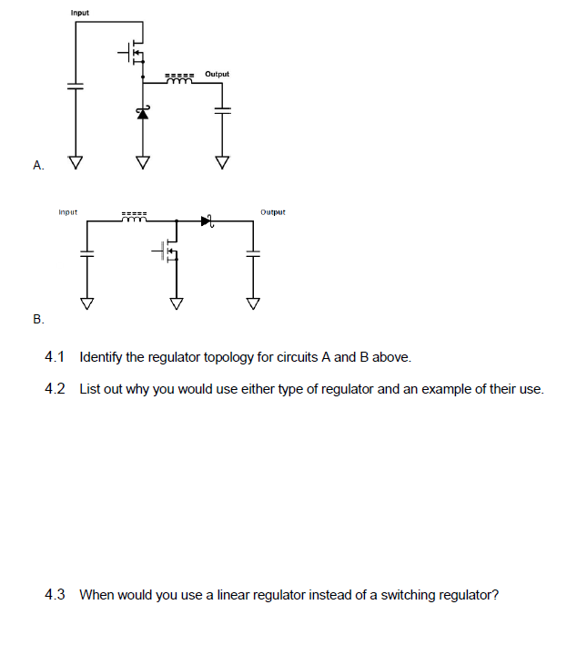 Solved 4.1 ﻿Identify the regulator topology for circuits A | Chegg.com