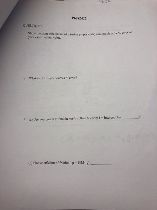 Solved Phys2425 LAB REPORT FORM DYNAMICS OF A ROLLING CART | Chegg.com