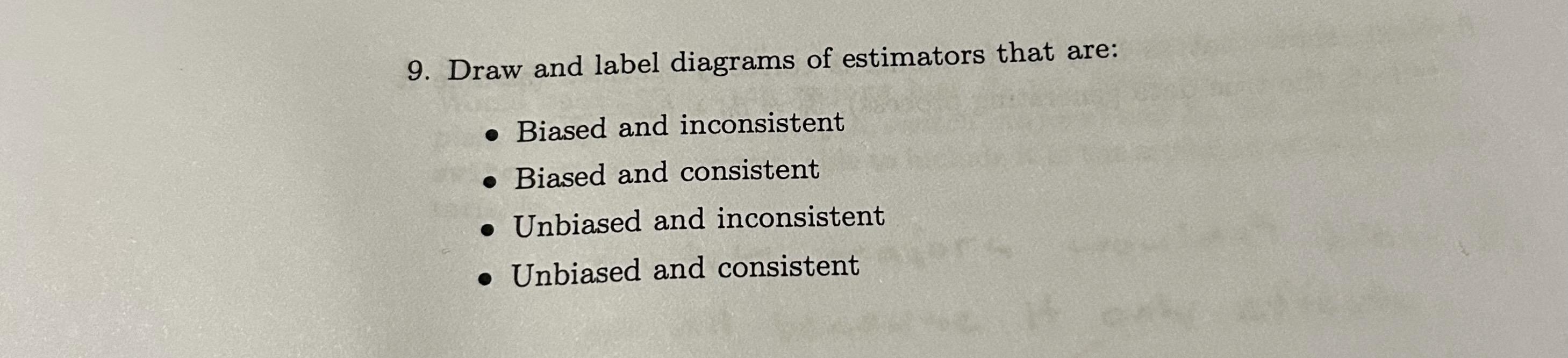 Solved 9. Draw and label diagrams of estimators that are: - | Chegg.com