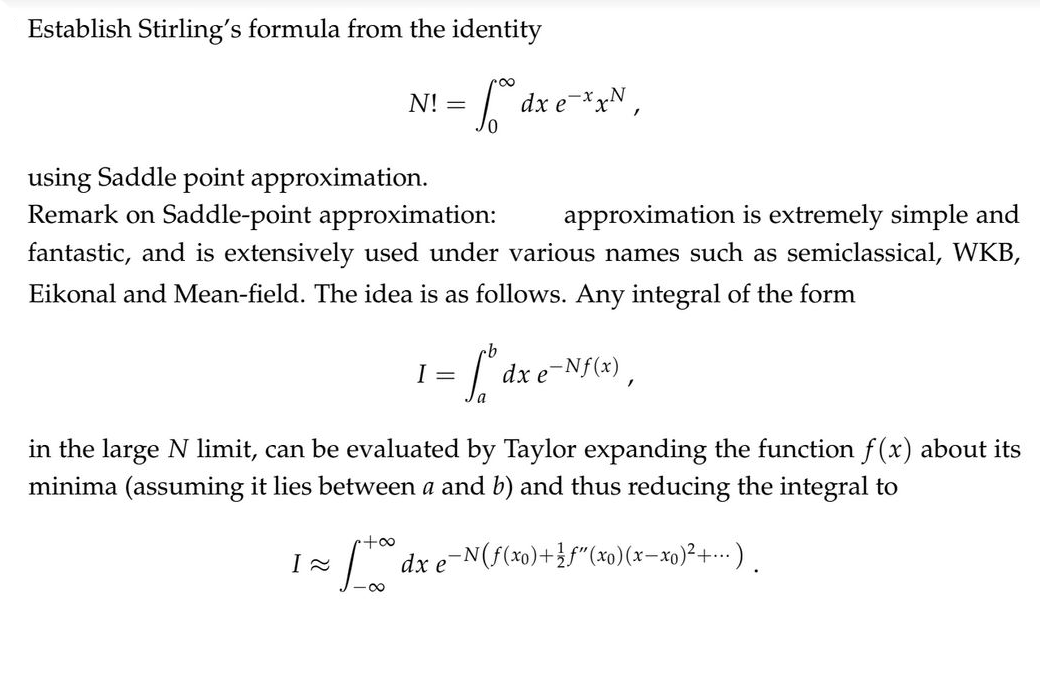Solved Establish Stirling's formula from the identity N! = | Chegg.com
