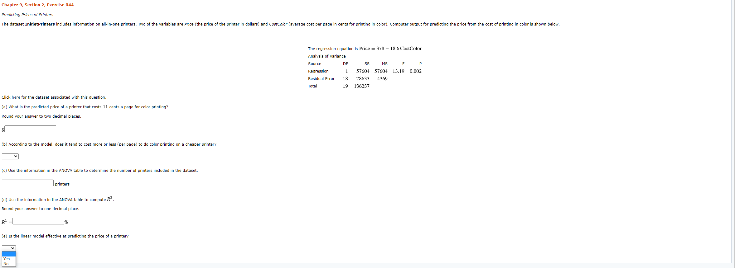 Solved Chapter 9, Section 2, Exercise 044 Predicting Prices | Chegg.com
