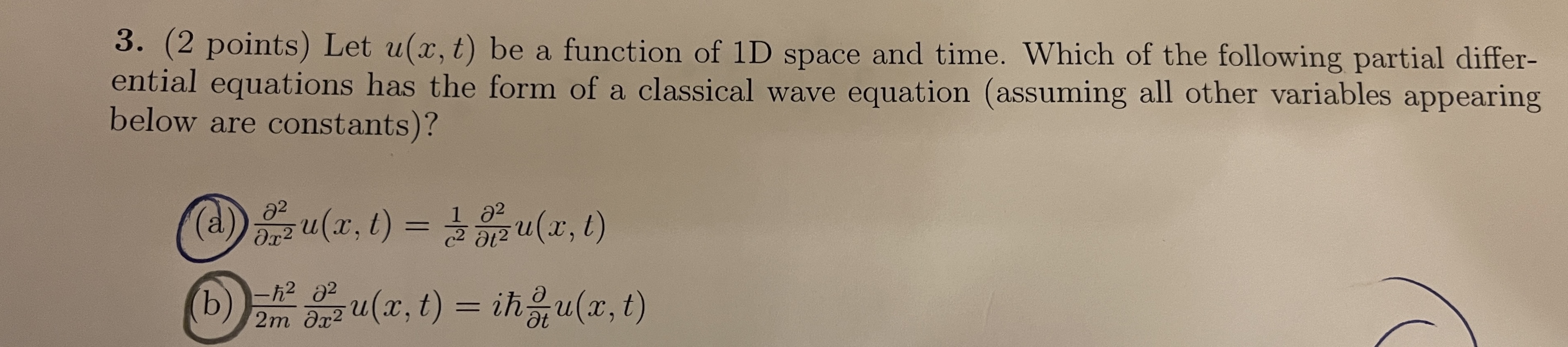 Solved 3. (2 points) Let u(x,t) be a function of 1D space | Chegg.com