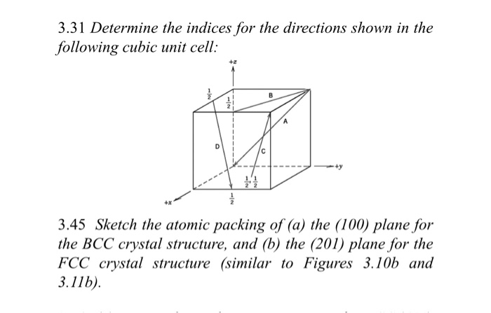 Solved 3.31 Determine the indices for the directions shown | Chegg.com