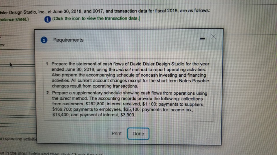 Solved The comparative balance sheets of David Disler Design | Chegg.com
