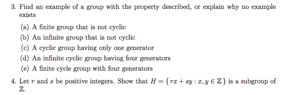 Solved 3. Find an example of a group with the property | Chegg.com