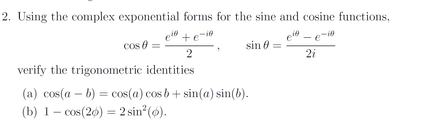 Solved eil te-io eio - - 2. Using the complex exponential | Chegg.com