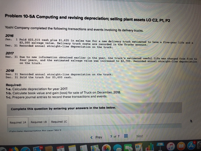 Solved Problem 10-5A Computing and revising depreciation; | Chegg.com