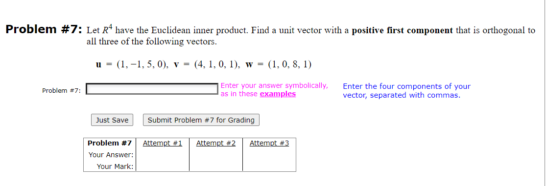 Solved Problem #7: Let R4 have the Euclidean inner product. | Chegg.com
