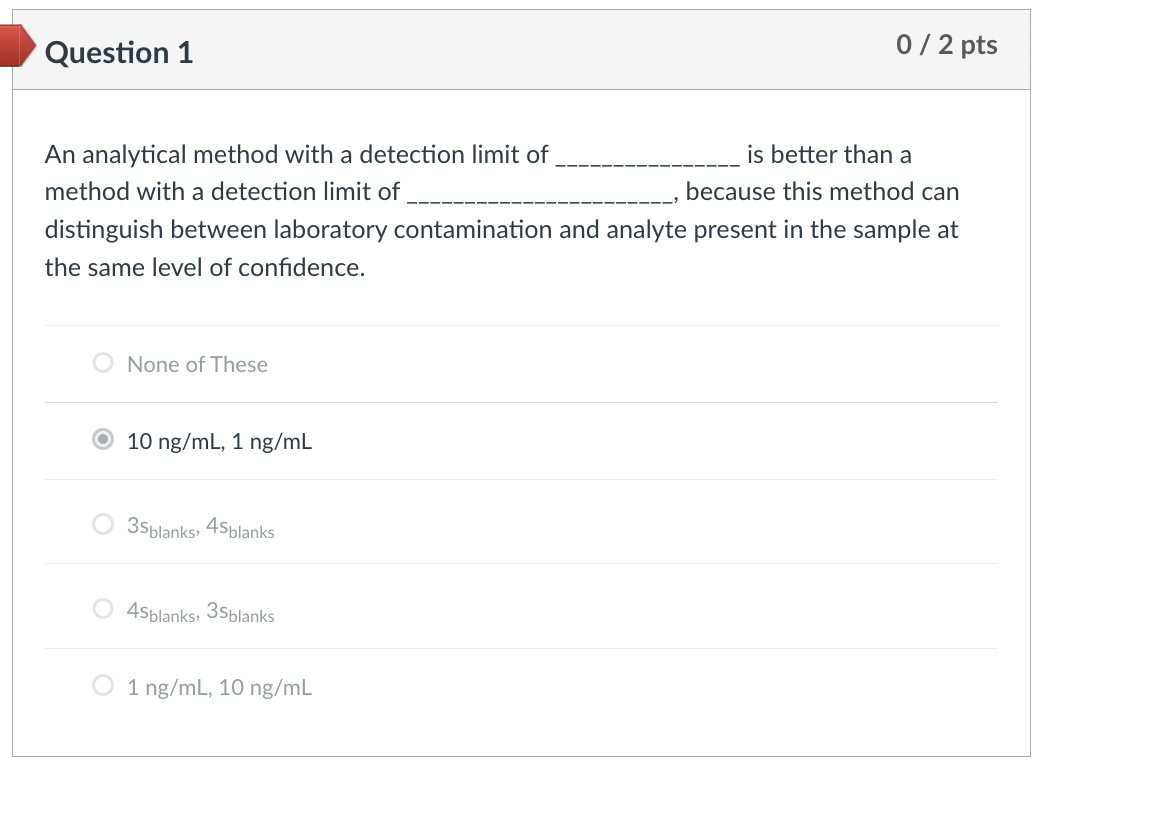 Solved An Analytical Method With A Detection Limit Of Is