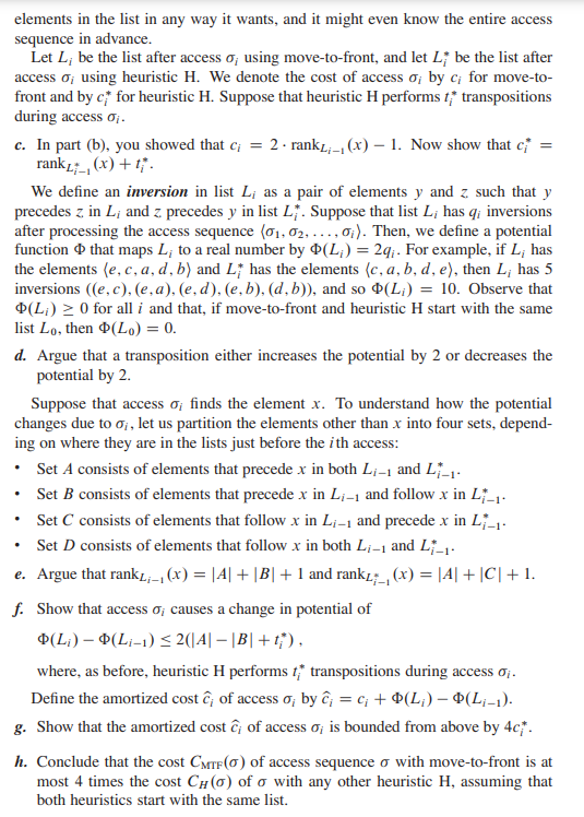 Solved 17-5 Competitive analysis of self-organizing lists | Chegg.com