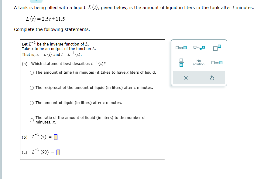 Solved L(t)=2.5t+11.5 Complete the following statements. Let | Chegg.com