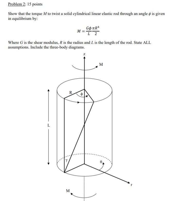 Solved Problem 2: 15 points Show that the torque M to twist | Chegg.com