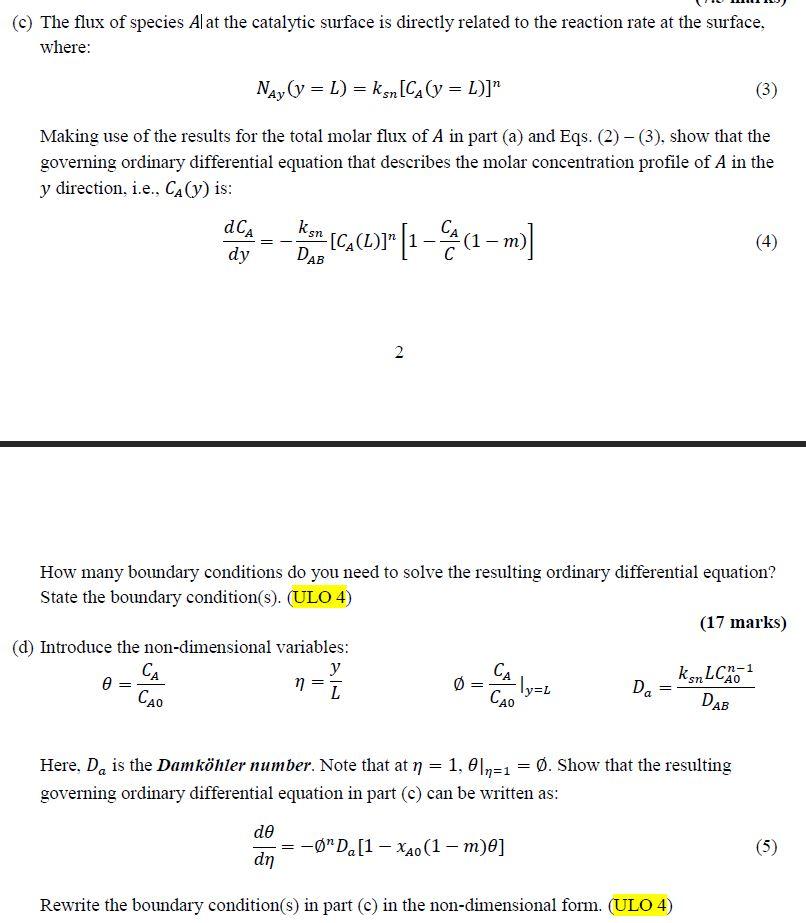 Solved Diffusion in a binary gas with heterogenous reaction | Chegg.com