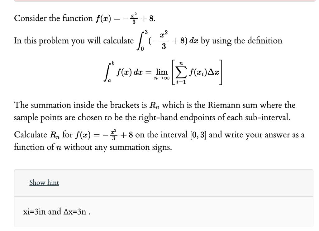 Solved Consider the function f(x) = - + 8. x2 In this | Chegg.com