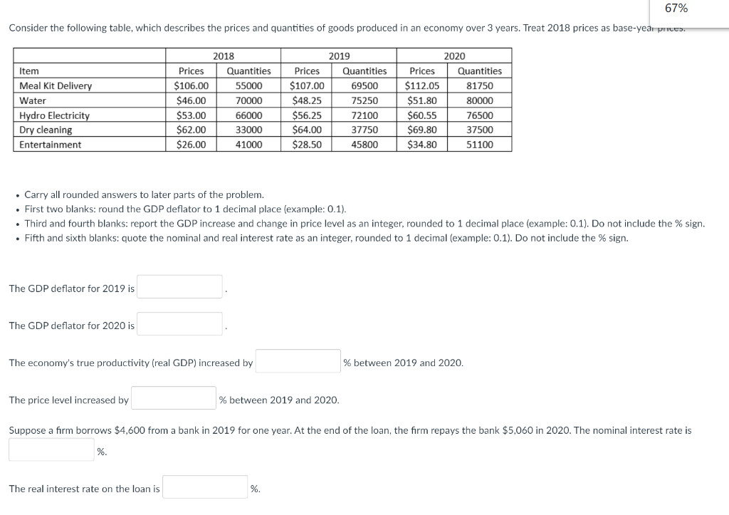 Solved 67% Consider the following table, which describes the | Chegg.com