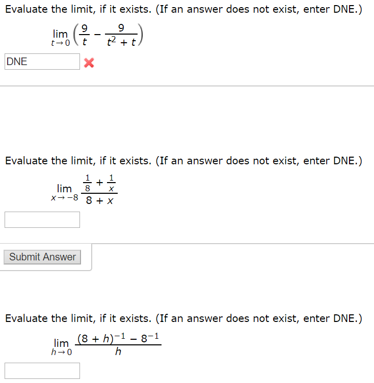 Solved Evaluate the limit, if it exists. (If an answer does | Chegg.com Solved Evaluate the limit, if it exists. (If an answer does | Chegg.com