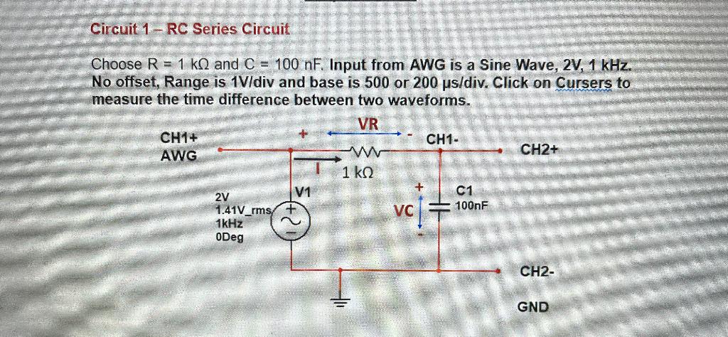 Solved Choose R=1kΩ and C=100nF. Input from AWG is a Sine | Chegg.com