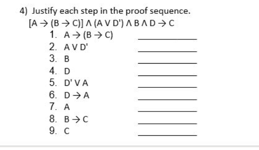 Solved 4) Justify each step in the proof sequence. (A → | Chegg.com