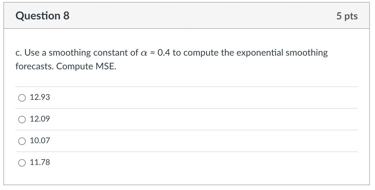 Solved Consider the following time series data.\r\n\r\nc. | Chegg.com