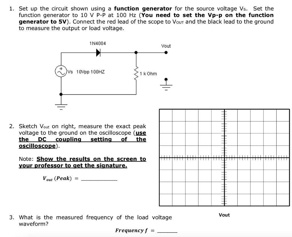 Solved 1. Set up the circuit shown using a function | Chegg.com