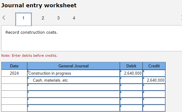 Record progress billings. Note: Enter debits before | Chegg.com
