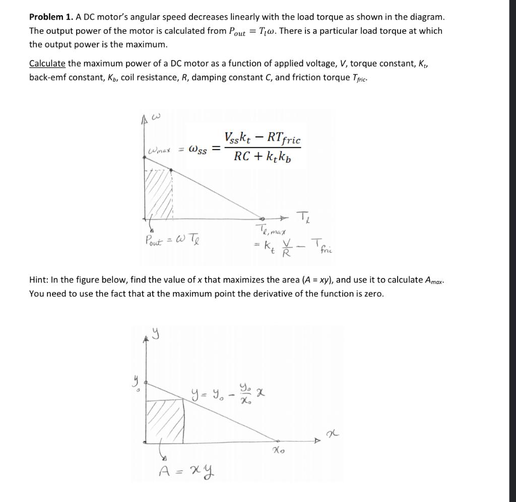 Solved Problem 1. A DC motor's angular speed decreases | Chegg.com