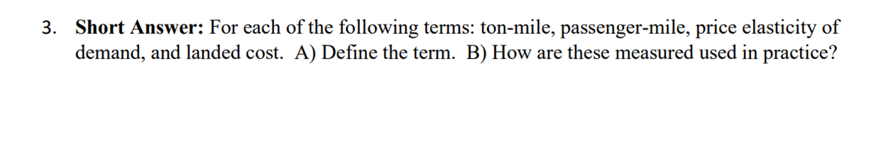 Solved 3. Short Answer: For each of the following terms: | Chegg.com