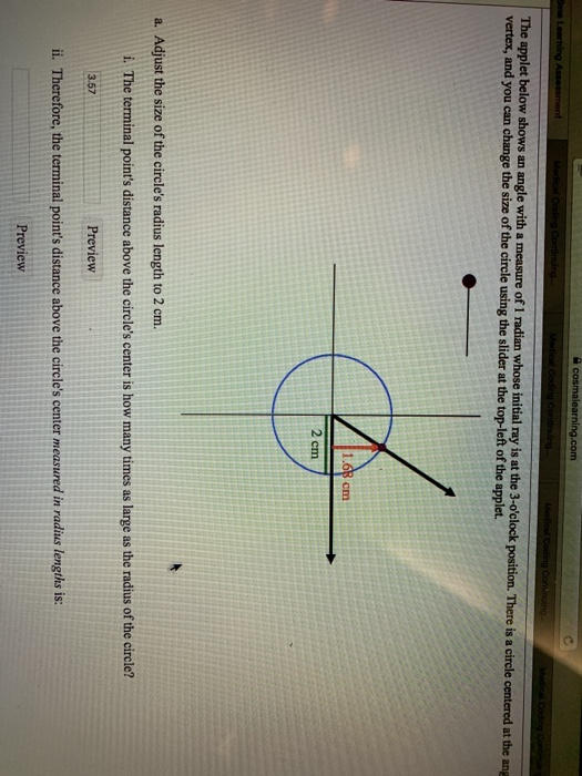 Solved learning.com The applet below shows an angle with a | Chegg.com
