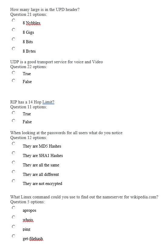 Solved How many large is in the UPD header? Question 21 | Chegg.com