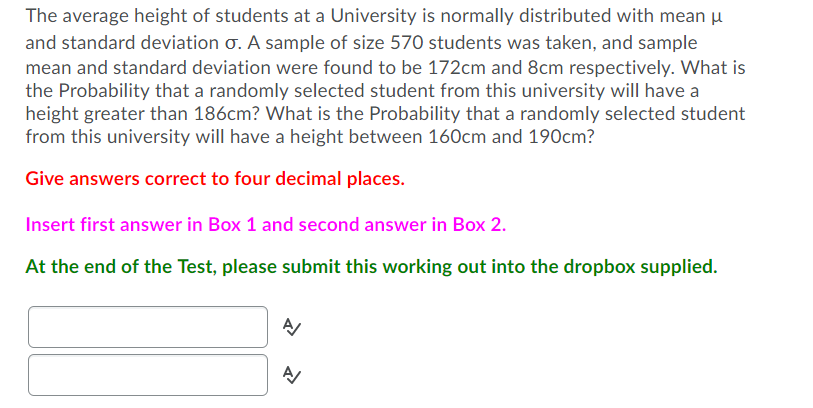 Solved The average height of students at a University is | Chegg.com