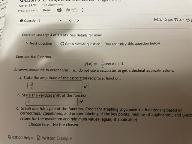 Solved Score: 29/801/8 answered Progress saved 莡 0⊂⋮ Score | Chegg.com