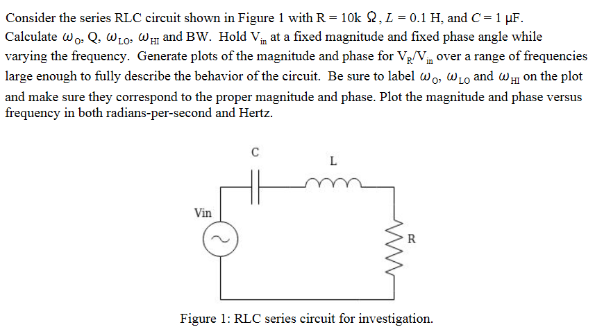 Solved Consider the series RLC circuit shown in Figure 1 | Chegg.com