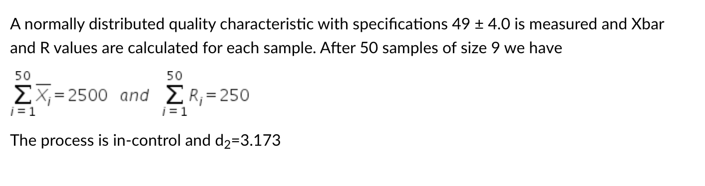 Solved A normally distributed quality characteristic with | Chegg.com