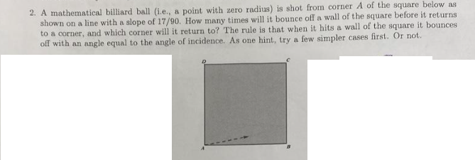Solved 2. A mathematical billiard ball (i.e., a point with | Chegg.com