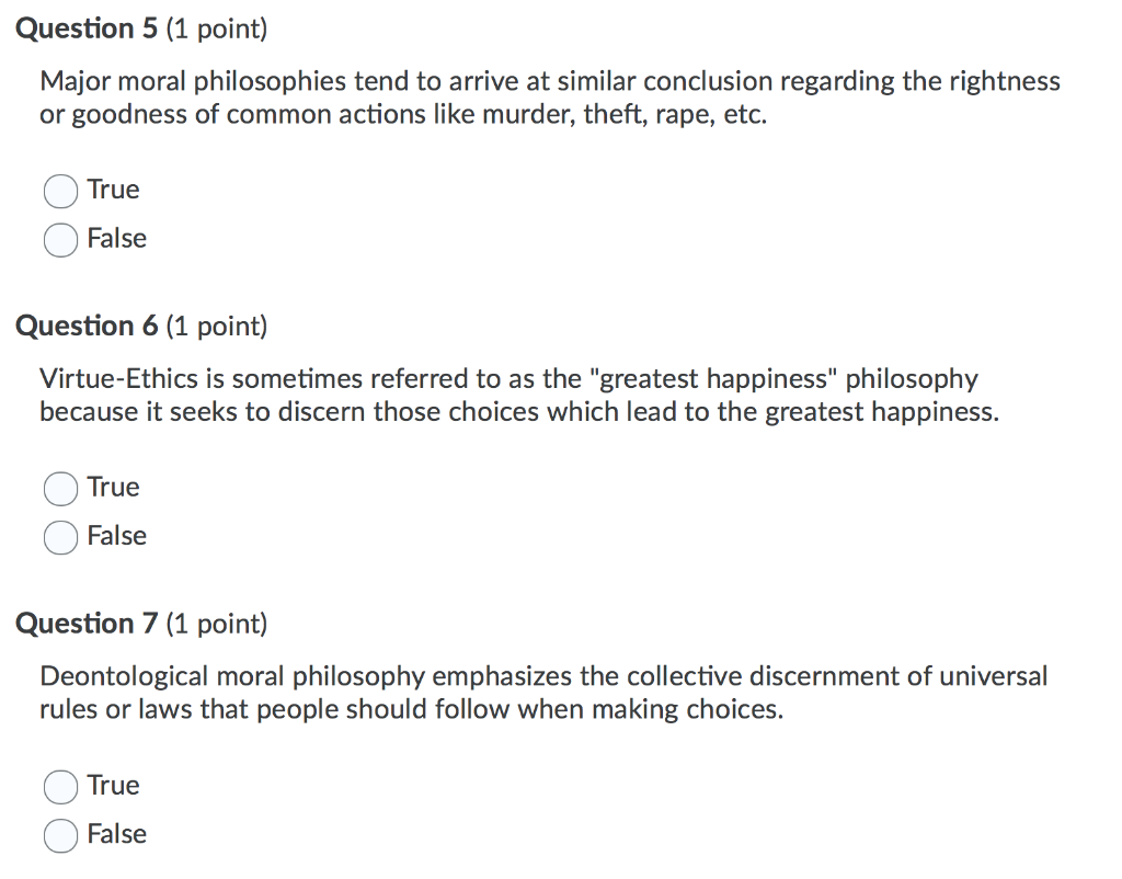 Solved Question 2 (1 point) Normative moral philosophy has | Chegg.com