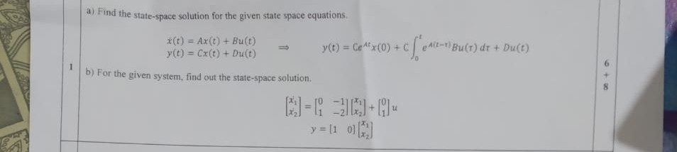 Solved av Find the state-space solution for the given state | Chegg.com