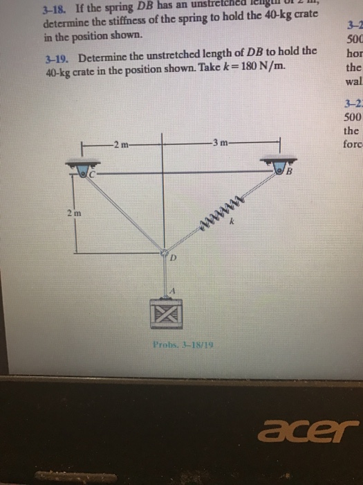 Solved If the spring DB has an determine the stiffness of | Chegg.com