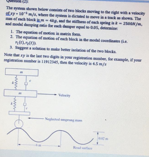 Solved The system shown below consists of two blocks moving | Chegg.com