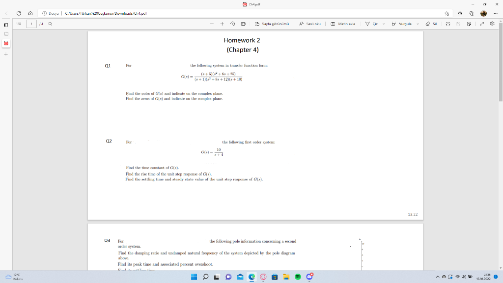 Solved Q1 For the following system in transfer function | Chegg.com