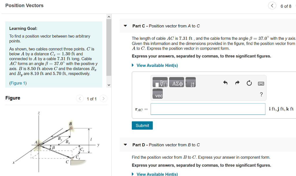 Solved Position Vectors 6 of 8 Learning Goal: Part A - | Chegg.com
