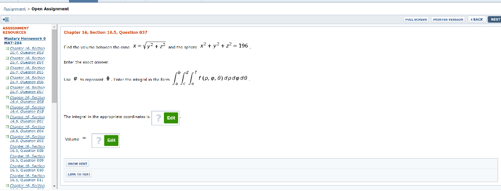 Solved Assignment > Open Assignment * FULL SCREEN PRINTER | Chegg.com